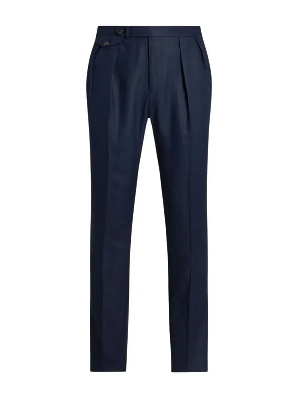 Polo Ralph Lauren Pleated Linen Trousers - Blue