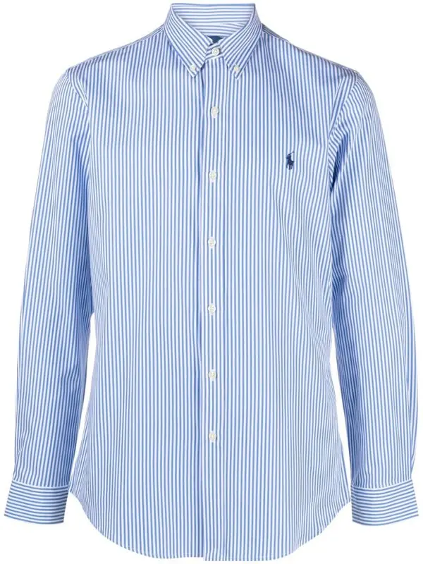 Polo Ralph Lauren Striped Shirt With Logo - Sky Blue