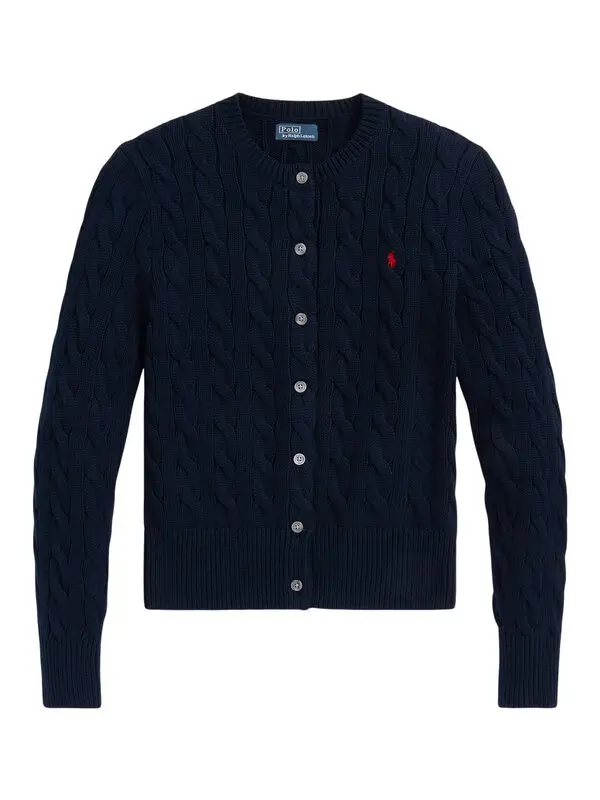 Polo Ralph Lauren Cable Knit Sweater With Logo - Blue
