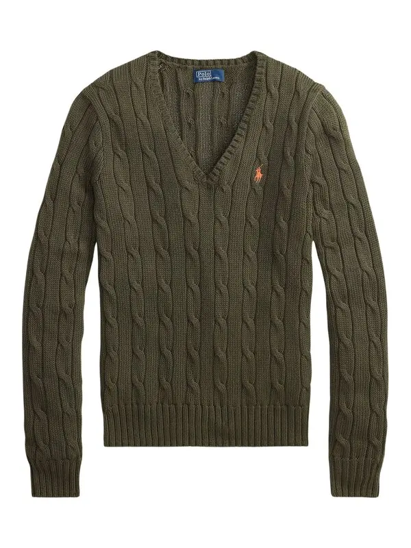 Polo Ralph Lauren Cable Knit Sweater With Logo - Green