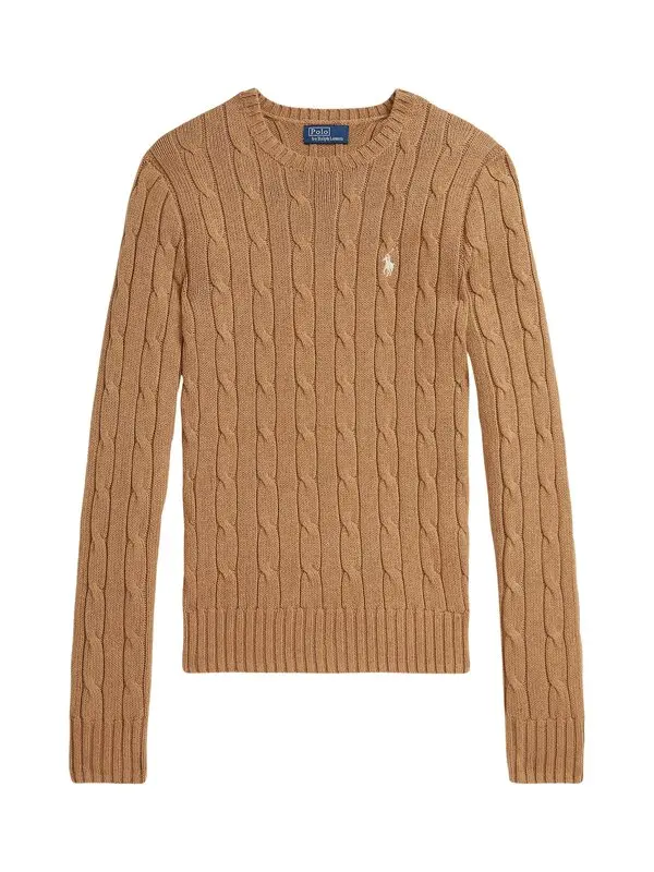 Polo Ralph Lauren Cable Knit Sweater With Logo - Beige