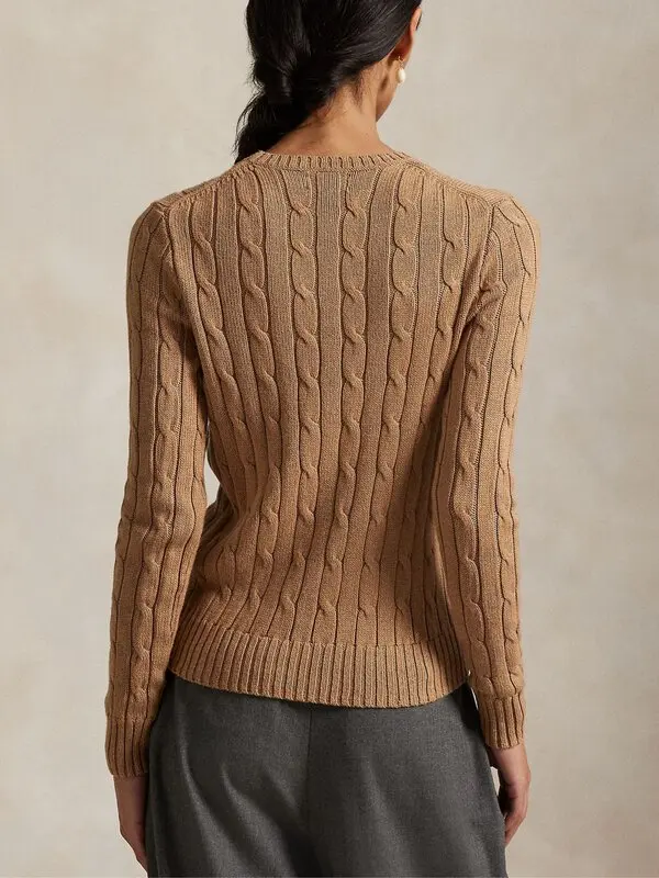 Polo Ralph Lauren Cable Knit Sweater With Logo - Beige