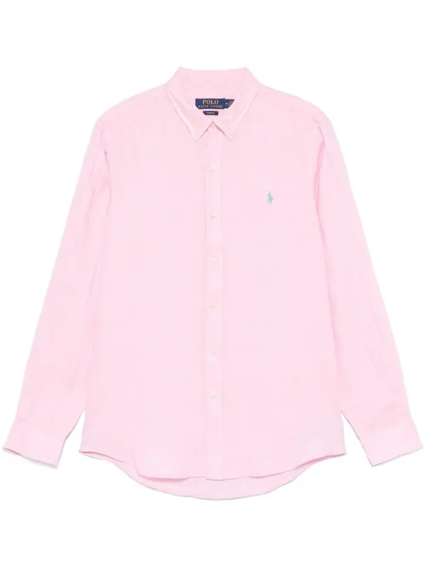 Polo Ralph Lauren Linen Shirt With Logo - Pink