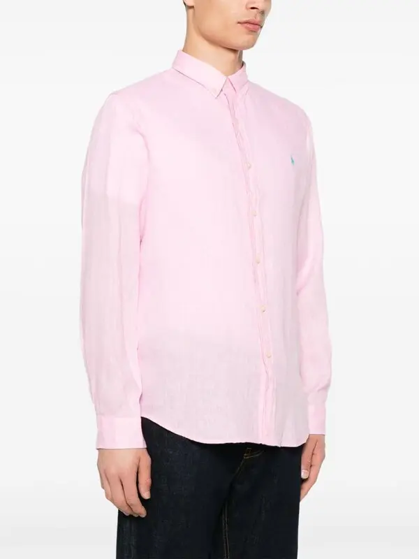 Polo Ralph Lauren Linen Shirt With Logo - Pink