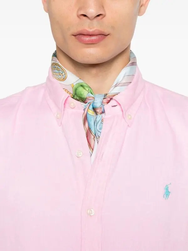 Polo Ralph Lauren Linen Shirt With Logo - Pink