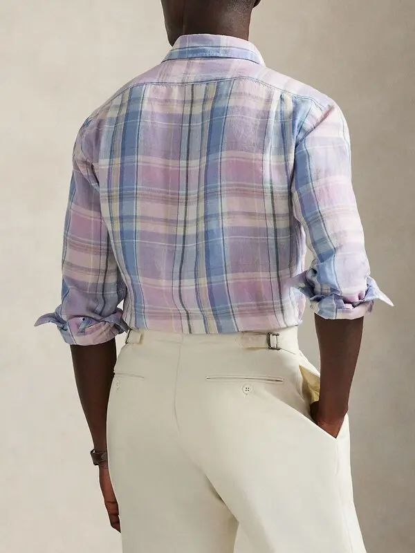 Polo Ralph Lauren Checked Slub Linen Shirt - Pink