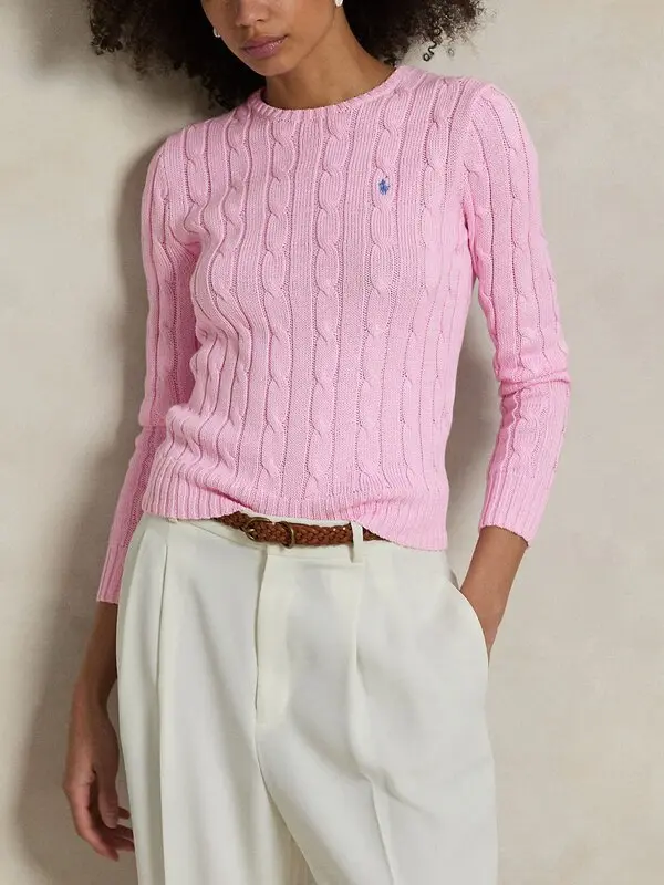 Polo Ralph Lauren Cable Knit Sweater With Logo - Pink