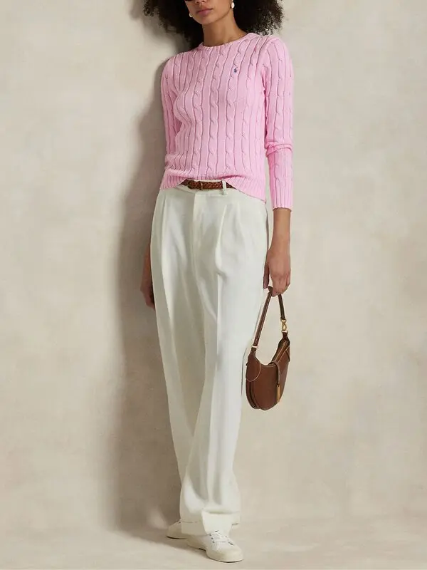 Polo Ralph Lauren Cable Knit Sweater With Logo - Pink