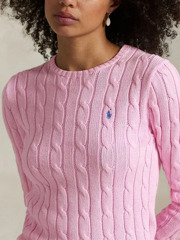 Polo Ralph Lauren Cable Knit Sweater With Logo - Pink