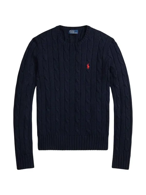 Polo Ralph Lauren Cable Knit Sweater With Logo - Blue