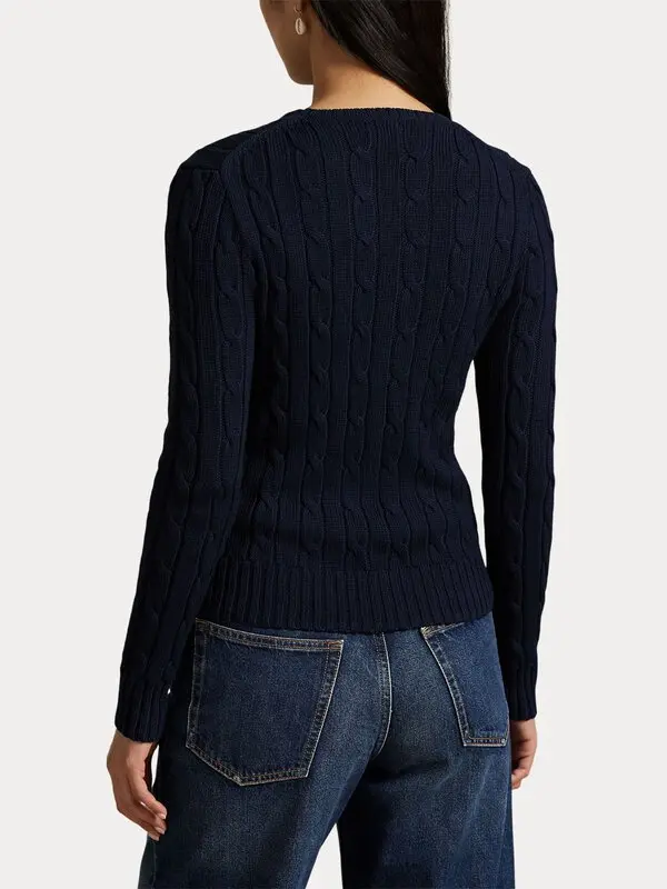 Polo Ralph Lauren Cable Knit Sweater With Logo - Blue