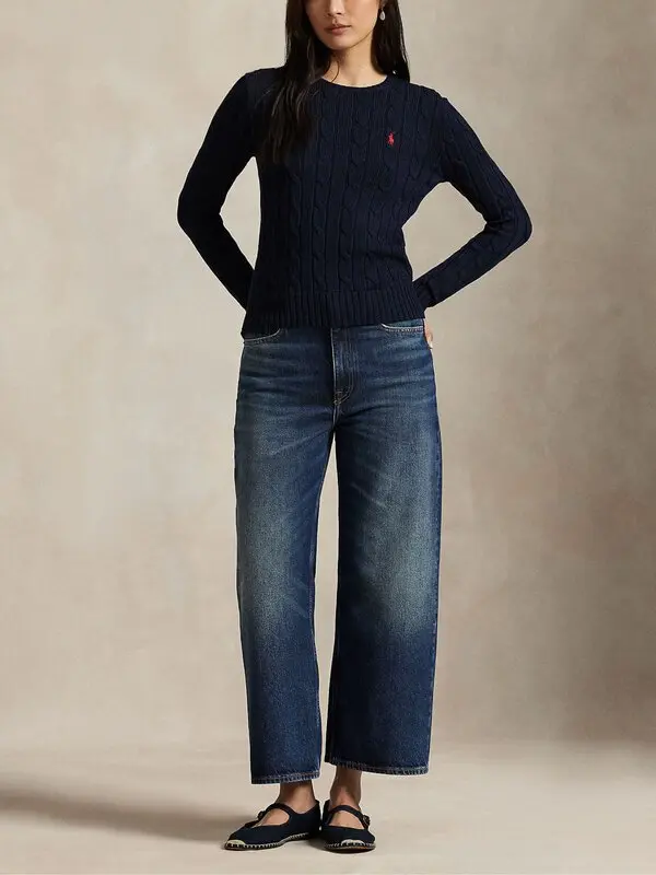Polo Ralph Lauren Cable Knit Sweater With Logo - Blue