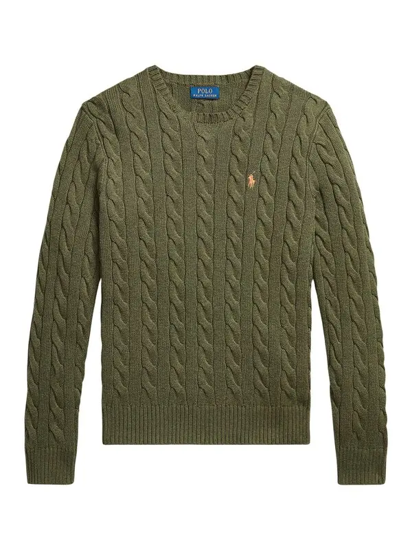 Polo Ralph Lauren Cable Knit Sweater With Logo - Green