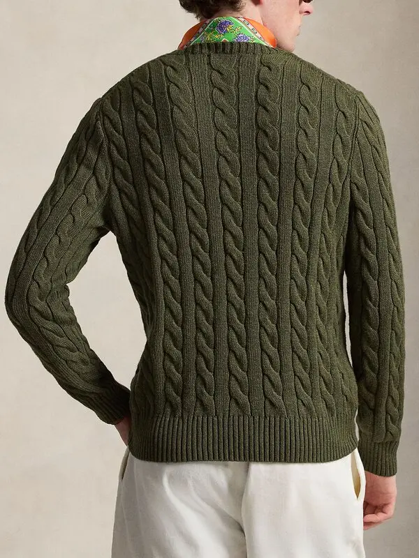 Polo Ralph Lauren Cable Knit Sweater With Logo - Green