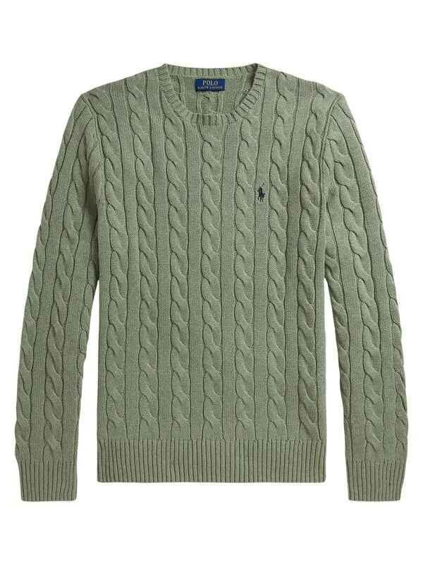 Polo Ralph Lauren Cable Knit Sweater With Logo - Green