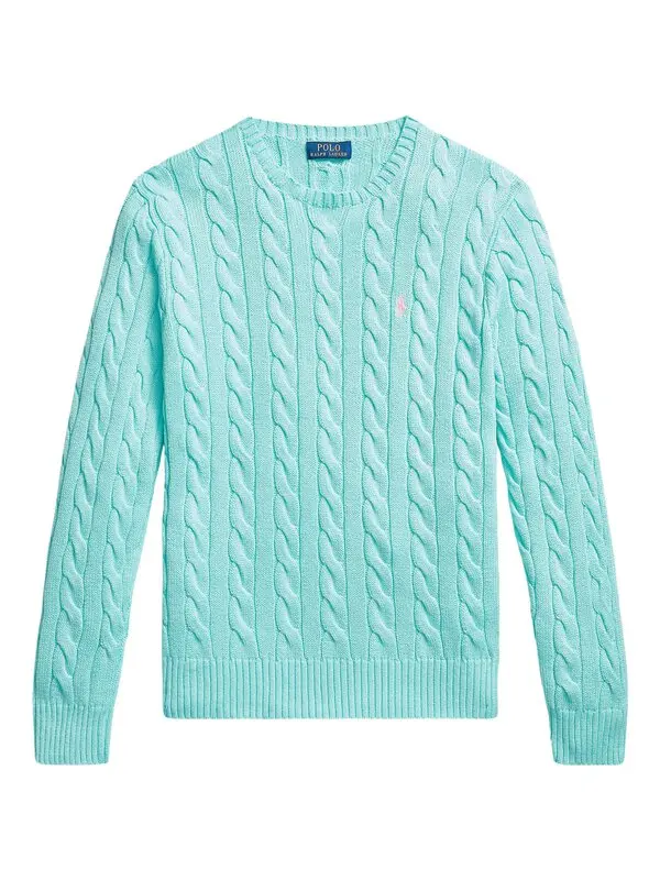 Polo Ralph Lauren Cable Knit Sweater With Logo - Sky Blue