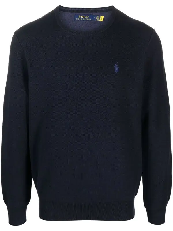 Polo Ralph Lauren Embroidered Logo Crew Neck Sweater - Blue