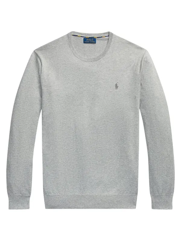 Polo Ralph Lauren Slim Fit Crew Neck Long Sleeve Cotton Pullover - Grey