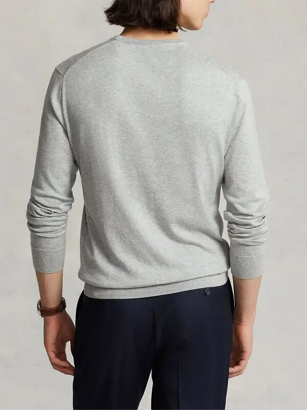 Polo Ralph Lauren Slim Fit Crew Neck Long Sleeve Cotton Pullover - Grey