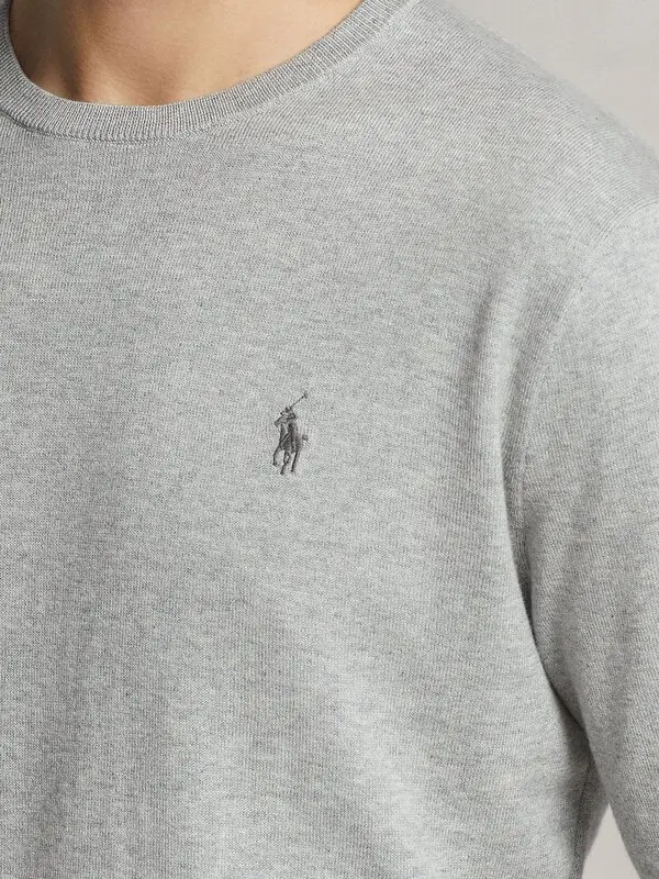 Polo Ralph Lauren Slim Fit Crew Neck Long Sleeve Cotton Pullover - Grey