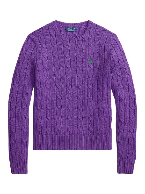 Polo Ralph Lauren Cable Knit Sweater With Logo - Purple