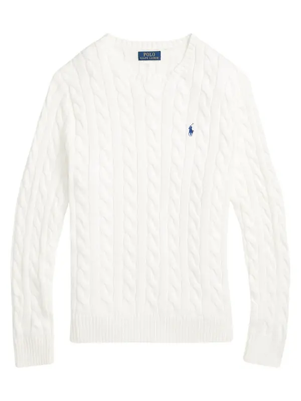 Polo Ralph Lauren Cable Knit Sweater With Logo - White
