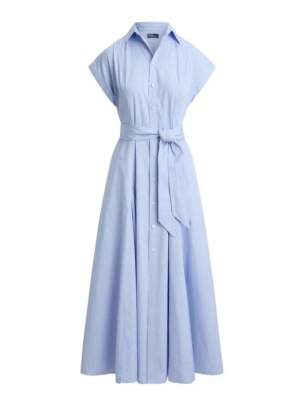 Polo Ralph Lauren Dress With Striped Belt - Sky Blue