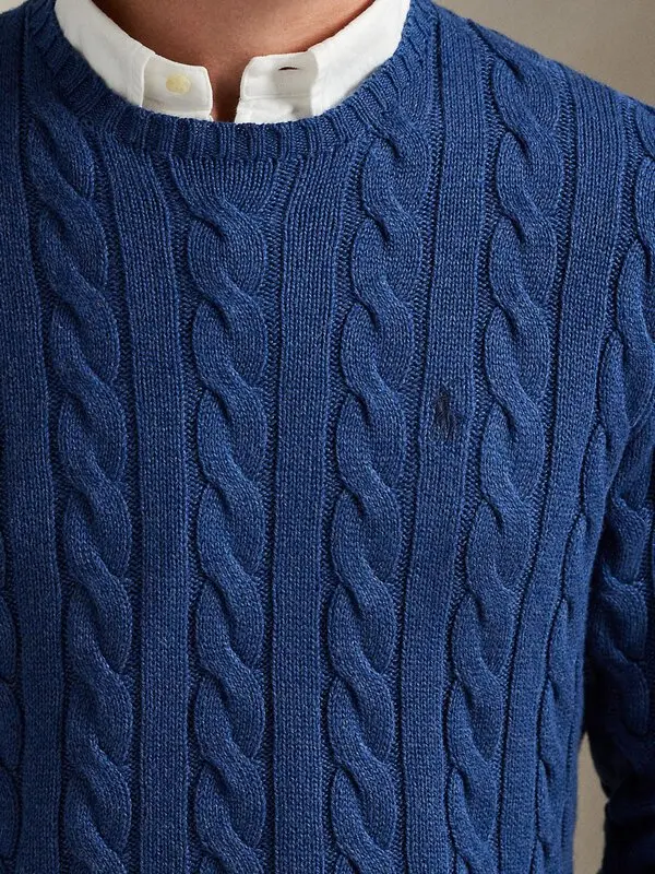 Polo Ralph Lauren Cable Knit Sweater With Logo - Blue
