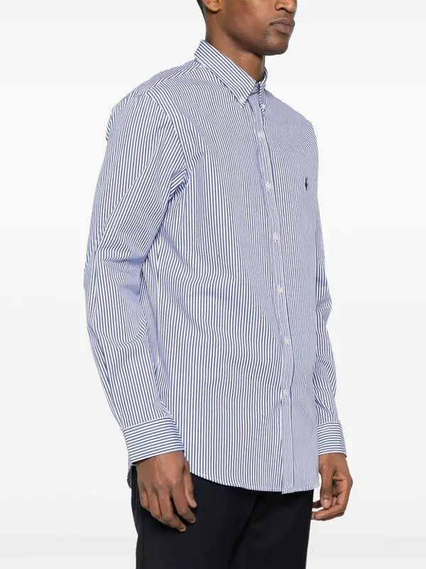 Polo Ralph Lauren Striped Shirt With Logo - Blue