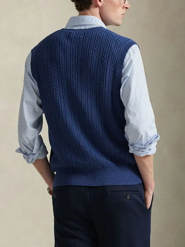 Polo Ralph Lauren Cable-knit Vest With Logo - Blue