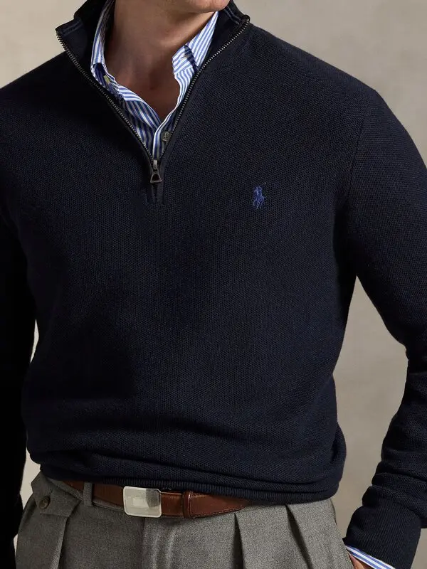 Polo Ralph Lauren Quarter-zip Fine Knit Sweater - Blue