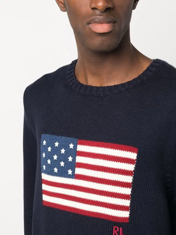 Polo Ralph Lauren Crewneck Flag Knit Sweater - Blue