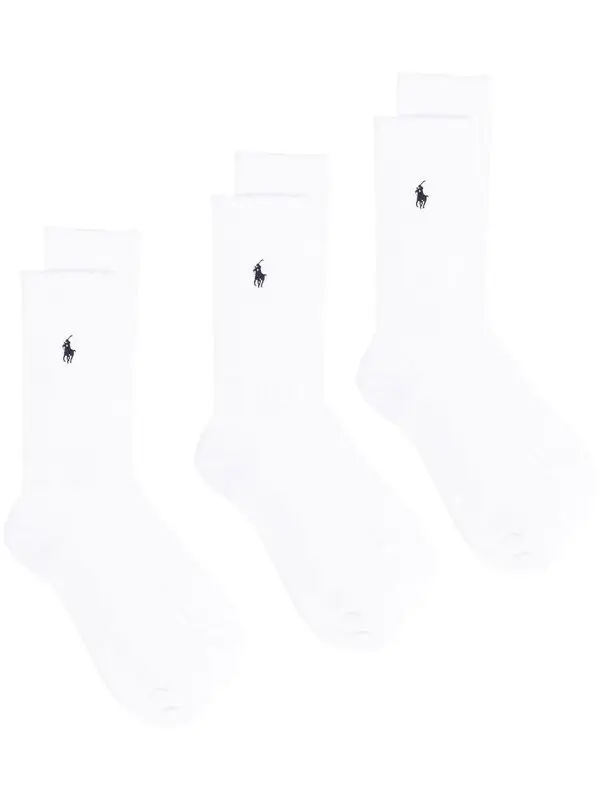 Polo Ralph Lauren Set Of 3 Socks With Logo - White