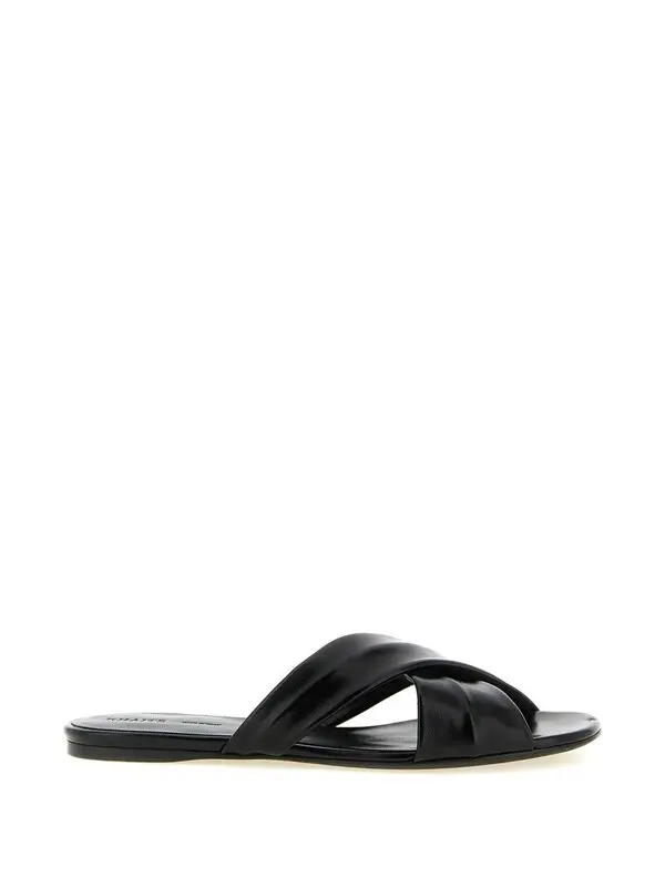 Khaite Liria Leather Flat Sandals - Black