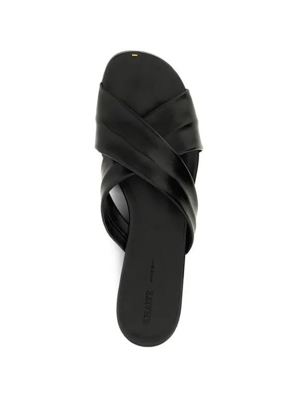 Khaite Liria Leather Flat Sandals - Black