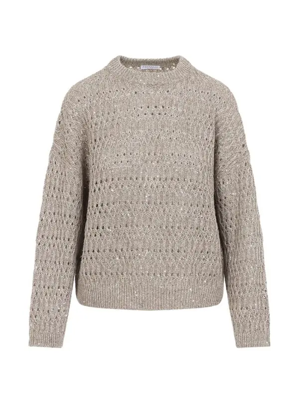 Brunello Cucinelli Linen Crewneck Sweater - Grey