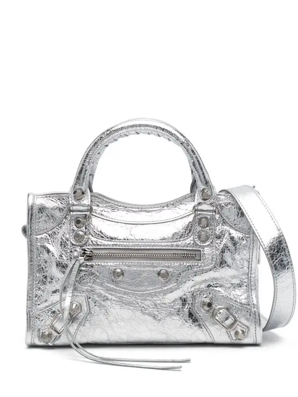 Balenciaga Le City Mini Leather Handbag - Silver