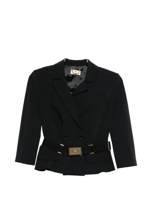 Elisabetta Franchi Belted Double-breasted Jacket - Black