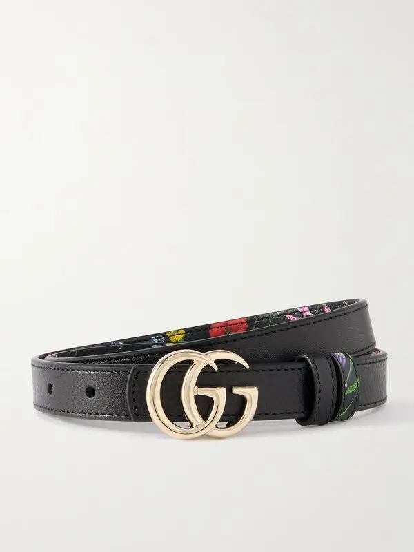 Gucci Marmont Reversible Floral-print Leather Belt - Multi