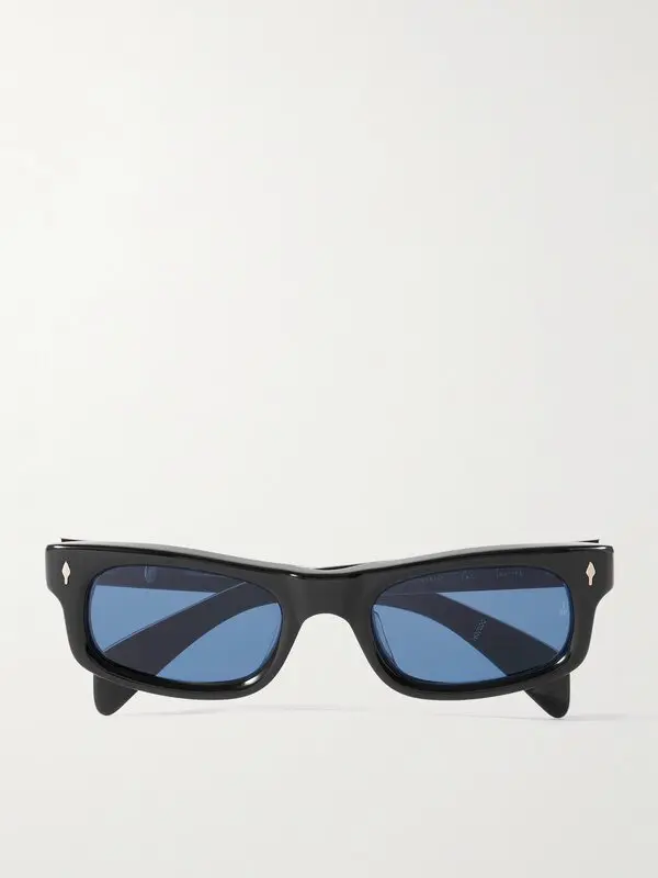 JACQUES MARIE MAGE Initials Rectangular-frame Acetate Sunglasses - Black