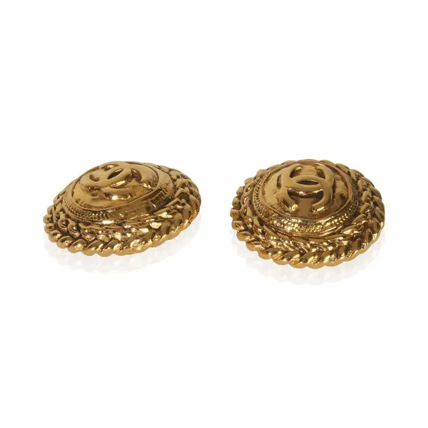Chanel Gold-plated Vintage Button Earrings