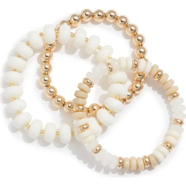 Nordstrom 3-pack Beaded Bracelets - Ivory Multi- Gold