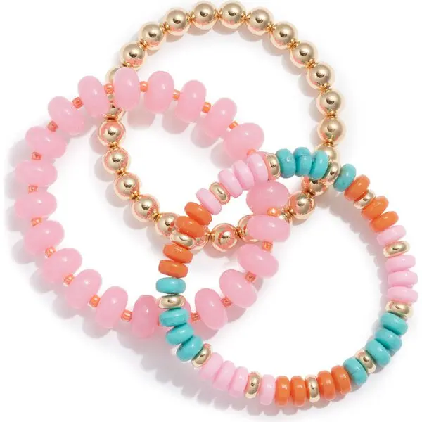 Nordstrom 3-pack Beaded Bracelets - Pink Multi- Gold