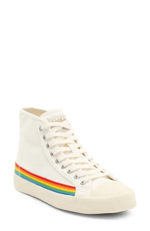 Gola Coaster Rainbow Drop High Top Sneaker - Off White/multi