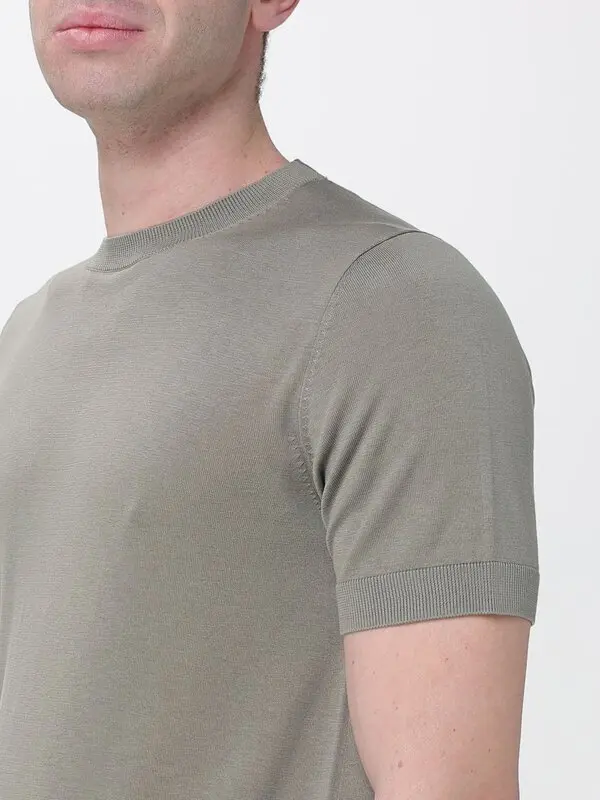 PAOLO PECORA Short Sleeve Silk And Cotton Blend Knit - Green