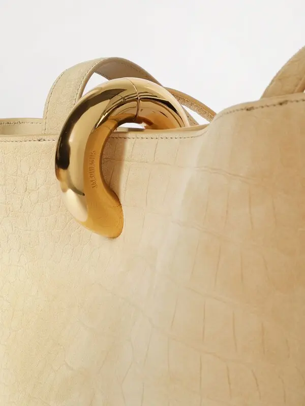 Jacquemus Bambola Medium Croc Print Nubuck Bag - Beige