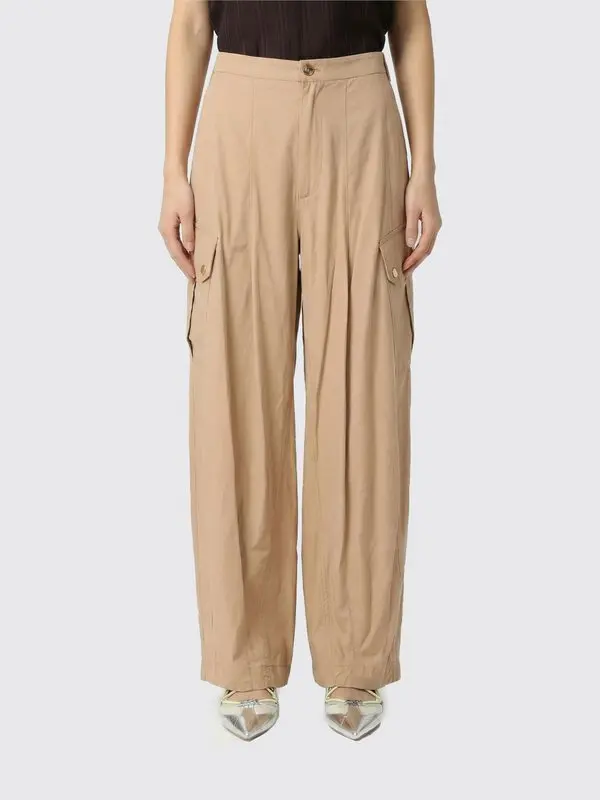 Pinko Cotton Wide-leg Cargo Trousers - Beige