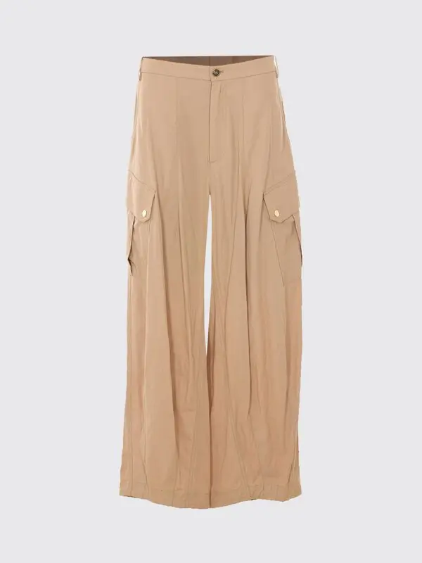 Pinko Cotton Wide-leg Cargo Trousers - Beige