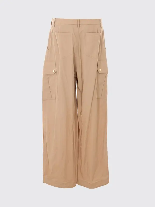 Pinko Cotton Wide-leg Cargo Trousers - Beige