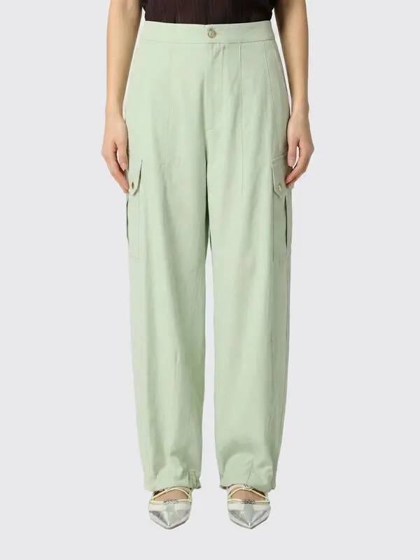 Pinko Cotton Wide-leg Cargo Trousers - Green
